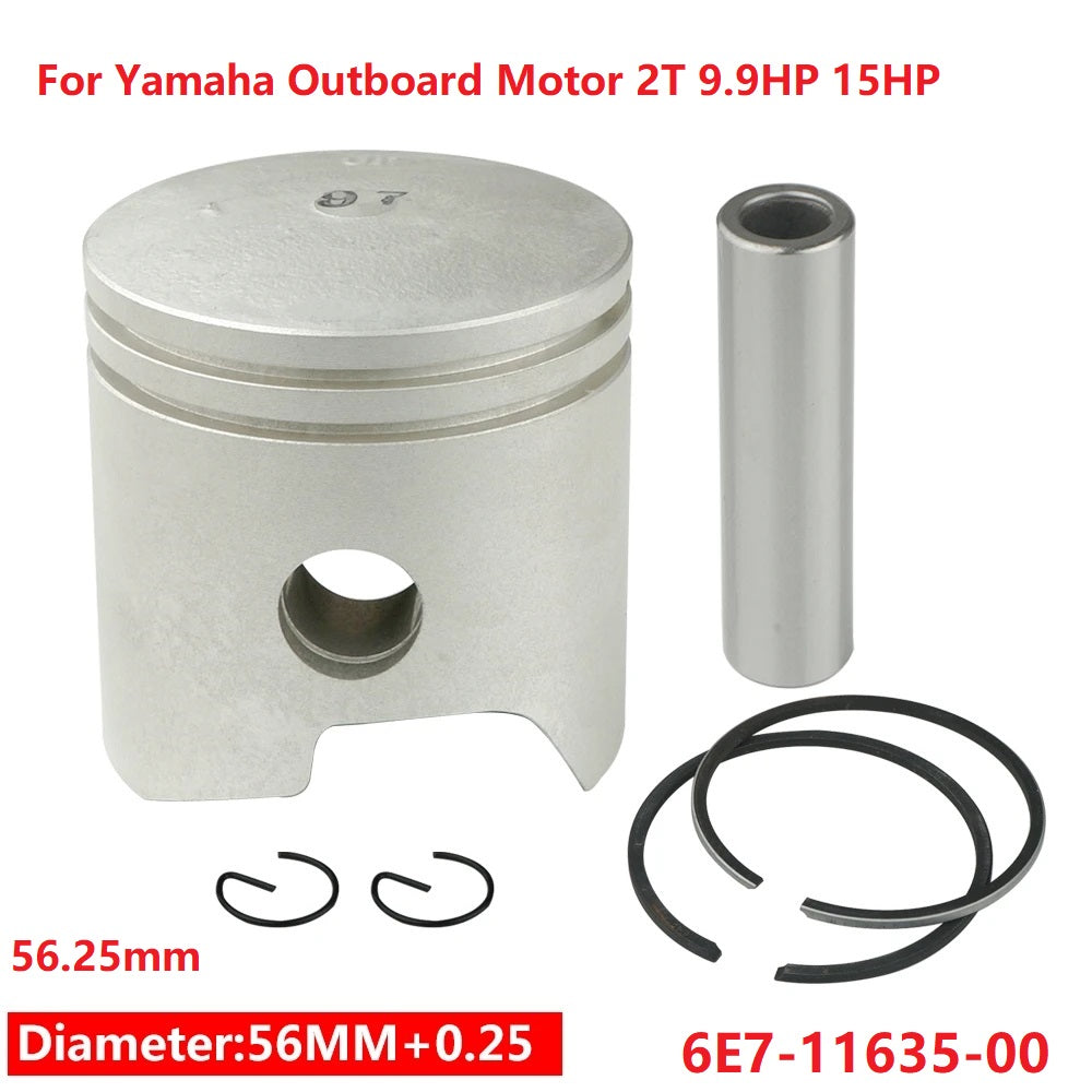 Piston Kit 56.25mm For Yamaha Outboard Motor 2T 9.9HP 15HP Oversize 02 ...