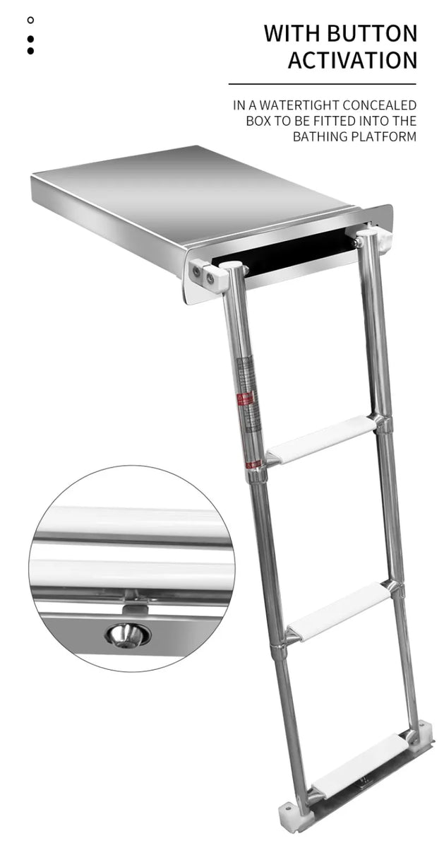 Stainless Steel Yacht Marine Box Ladder Box Hidden Telescopic Water La ...