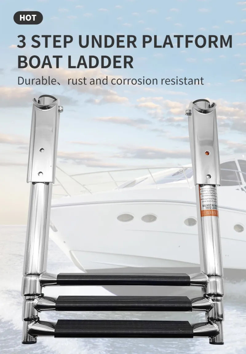 Boat Accessories Marine Stainless Steel Telescoping 3 Step Ladder Uppe ...